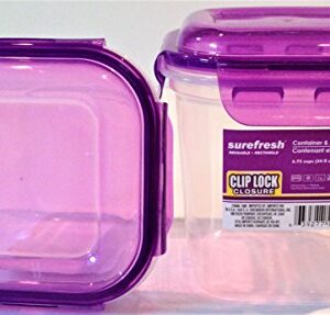 Surefresh 6.75 Cups (54 fl oz) Container and Purple Clip Lock Closure (2 Pack)