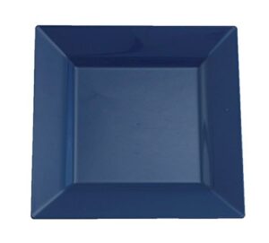 disposable plastic dessert plates 120 pcs - heavy duty square blue salad plates - 6.5" appetizer cake plates - bulk party supplies for all occasions