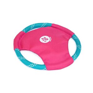 ZippyPaws - Rope Gliderz Durable Outdoor Dog Toy Flying Disc - Magenta