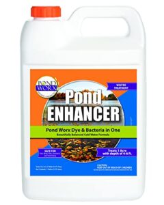 pond enhancer gallon – pondworx concentrated blue dye with pondworx bacteria, 2 in 1 formulation – treats 1 acre – safe for fish, wildlife, pets & children