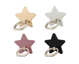 lenoup z179 (4 pcs) cell phone holder,star phone ring kickstand,universal 360 rotation cell phone finger ring grip for almost all phones/pad(4 color star)