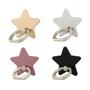 lenoup z179 (4 pcs) Cell Phone Holder,Star Phone Ring Kickstand,Universal 360 Rotation Cell Phone Finger Ring Grip for Almost All Phones/Pad(4 Color Star)