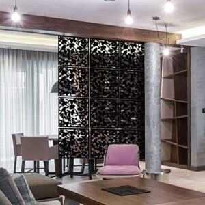 Lchen Hanging Room Divider Panels,12pieces PVC Screen Panels for Home Room Hotel and Bar Decoration(Black01)