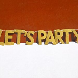 FECEDY Glitter Gold Alphabet Let's Party Banner for Bachelorette Party Decoration