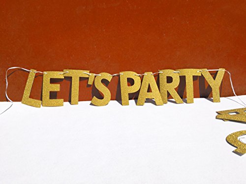 FECEDY Glitter Gold Alphabet Let's Party Banner for Bachelorette Party Decoration