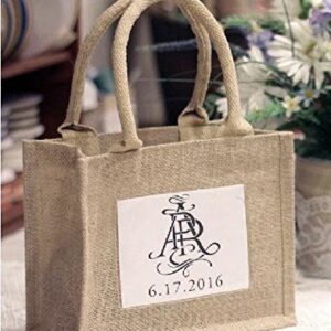 Rustic Wedding Favor Burlap Bags Promotional Jute Totes (Pack of 6)