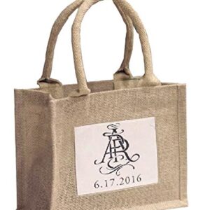 Rustic Wedding Favor Burlap Bags Promotional Jute Totes (Pack of 6)