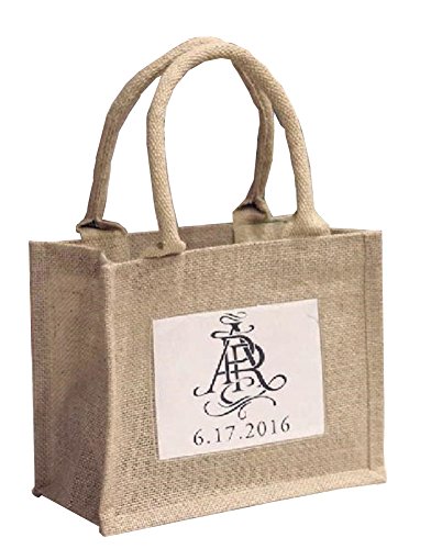 Rustic Wedding Favor Burlap Bags Promotional Jute Totes (Pack of 6)