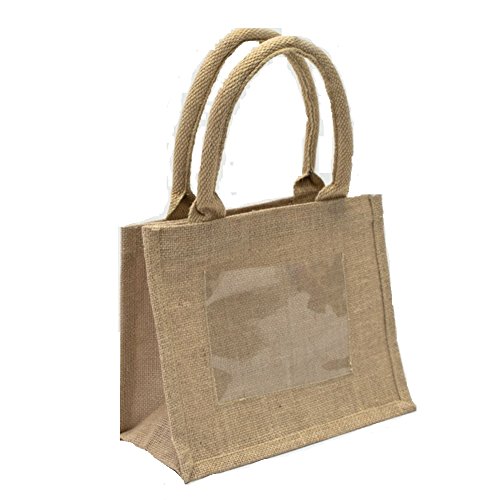 Rustic Wedding Favor Burlap Bags Promotional Jute Totes (Pack of 6)