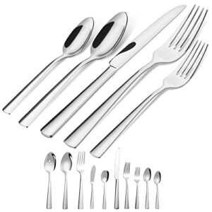 45-piece silverware flatware cutlery set service for 8, durable 18/0 stainless steel tableware in ergonomic design size and weight, dishwasher safe