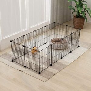 Tespo Pet Playpen, Small Animal Cage Indoor Portable Metal Wire yd Fence for Small Animals, Guinea Pigs, Rabbits Kennel Crate Fence Tent, Black, (12Panels)