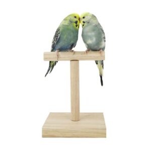 Small Parrot Bird Pet Perch Stand Parakeet Wood Standing Gym Training Grinding Toy Playstand Holder (S)