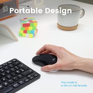 Perixx PERIMICE-802B Wireless Bluetooth Mouse - Portable Design for Windows, iOS, and Android Tablet - Black Rubber Black