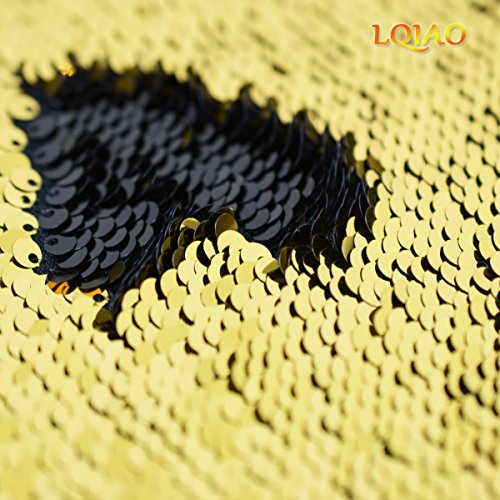 Gold Black Mermaid Sequin Fabric by The Yard 2 Tone Flip UP Mesh Lace Sequin Fabric Magic Overlapping Sequin for Girl Costume Dress/Lady Evening Dress Pillow Cushion Cover Wedding Decor