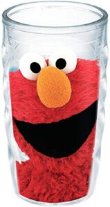 tervis made in usa double walled sesame street insulated tumbler cup keeps drinks cold & hot, 10oz wavy - no lid, elmo