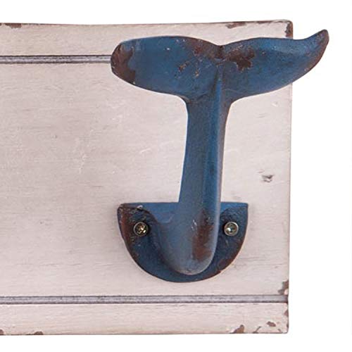 Foreside Home & Garden Wood Distressed Metal Whale Tail Decorative Wall Hook, 64