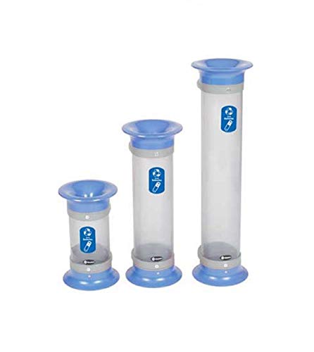 Glasdon C-Thru 5Q Battery Recycling Tube (Blue) – Small Battery Recycling Bin – Compact 5Q Transparent Battery Collection Tube – Standard/Recycle Across America Decals (Standard Battery Decal)