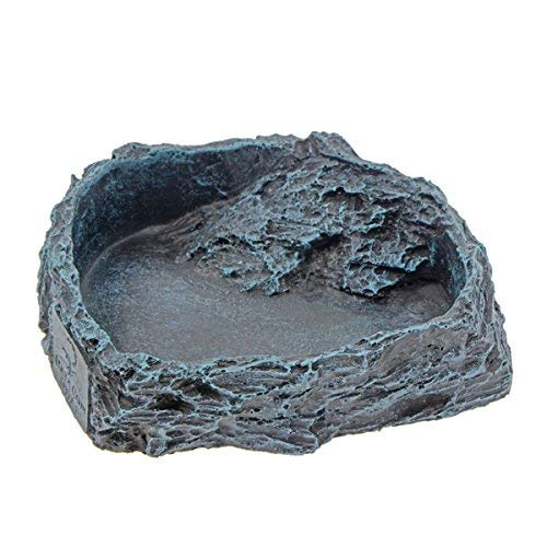 Saim Reptile Feeding Bowl, Reptile Rock Worm Feeder/Food and Water Dish