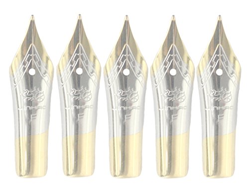 Gullor 5PCS Fountain Pen Nibs Fit Jinhao 250/301/500/5099/8802/9009/5000, Gold, Fine Nib