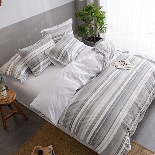 Merryfeel Cotton Duvet Cover Set, 100% Cotton Yarn Dyed Duvet Cover with 2 Pillowshams,- King