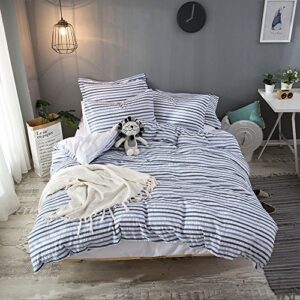 merryfeel seersucker duvet cover set king,100% cotton woven seersucker stripe bedding set,3 pieces (1 comforter cover with 2 pilowwshams)- blue king