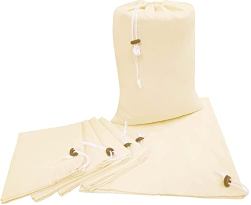 Linen Clubs GFI 100% Cotton 8- by 10-Inch Muslin Bags with Lock and cotton Drawstring, 12-Pack