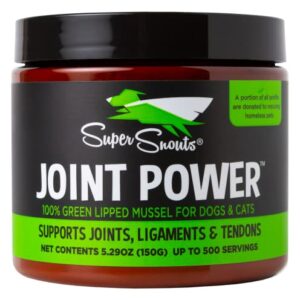 Super Snouts Joint Power 100% Green Lipped Mussels for Dogs & Cats - Dog Joint Supplement Powder Supports Joints, Tendons, Ligaments (5.29 oz)