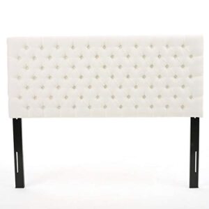 christopher knight home jezebel headboard - fully upholstered, queen / full, ivory