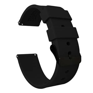 barton watch bands 20mm black soft silicone quick release - black buckle