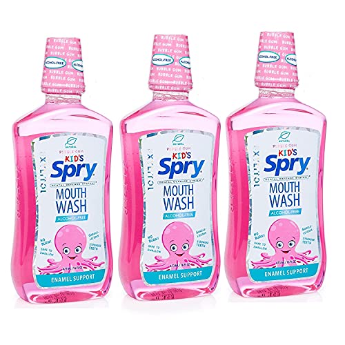 Spry Kid's Alcohol-Free Xylitol Mouthwash, Natural Bubble Gum - 16 fl oz (3 Pack)