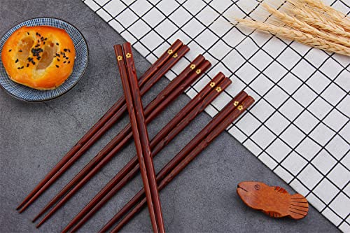 HuaLan Japanese Natural Wood Chopstick Set Reusable Classic Style Chopsticks Non-slip Design Chop Sticks 5 Pairs Gift Set