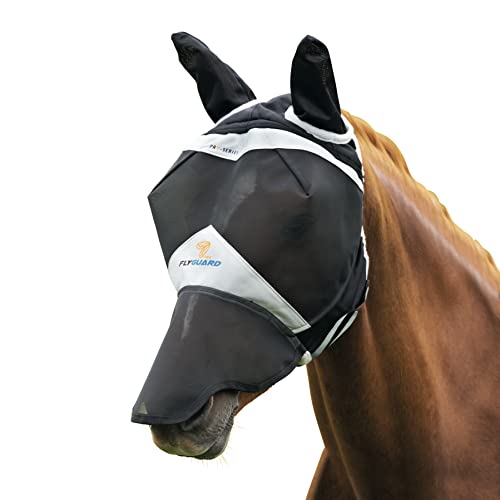 Shires Horse Fine Mesh Fly Mask with Ears and Nose - Black Full