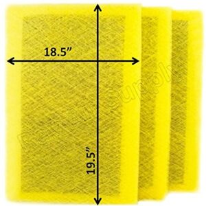 RAYAIR SUPPLY 20x22 MicroPower Guard Air Cleaner Replacement Filter Pads (3 Pack) Yellow