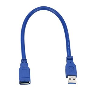 RIITOP Short USB 3.0 Extension Cable Type A Male to Female Blue 1 Foot (2-Pack)