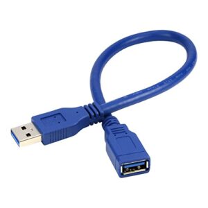 RIITOP Short USB 3.0 Extension Cable Type A Male to Female Blue 1 Foot (2-Pack)