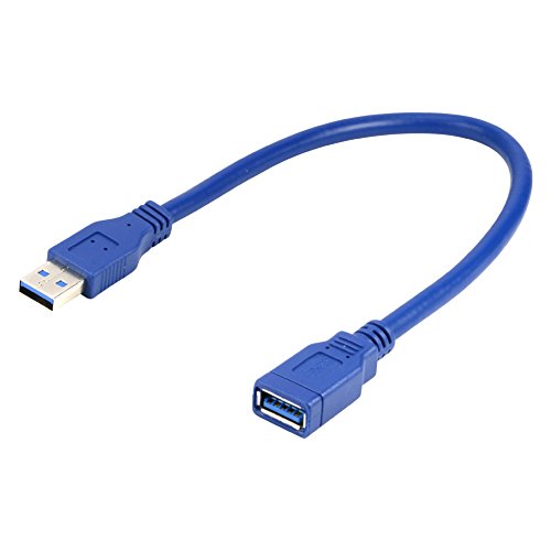 RIITOP Short USB 3.0 Extension Cable Type A Male to Female Blue 1 Foot (2-Pack)