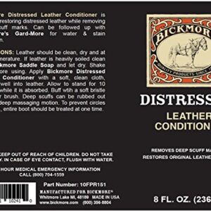 Bickmore Distressed Leather Conditioner 8 oz - Cleaner and Conditioner Lotion for Distressed Leather - Soften and Restore Jackets, Shoes, Boots, Bags and More