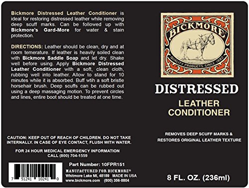 Bickmore Distressed Leather Conditioner 8 oz - Cleaner and Conditioner Lotion for Distressed Leather - Soften and Restore Jackets, Shoes, Boots, Bags and More