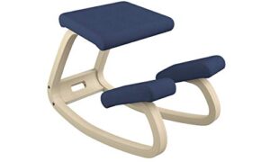 varier variable balans original kneeling chair designed by peter opsvik (dark blue revive fabric with natural ash base)