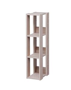 iris usa rack 3-shelf open wood shelving unit, slim, natural