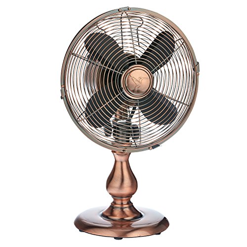 Dynamic Collections Retro Electric Desk Fan Air Circulator for Cooling Your Home, Office, Kitchen, Table, Bedroom - Oscillating Cool Classic Vintage Design (Copper)