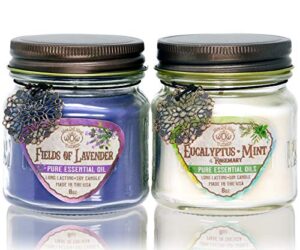 way out west candles aromatherapy candle gift set for mom | long lasting soy wax | eucalyptus mint & lavender essential oil | jar 2 pack handcrafted in usa