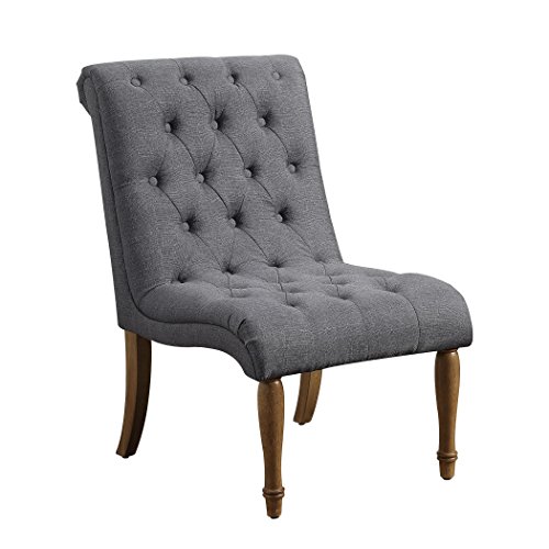 Rosevera Dina Linen Upholstered Armless Accent Chair with Button Tufting for Living Dining Room, 1SEAT, Natural Gray-1seat