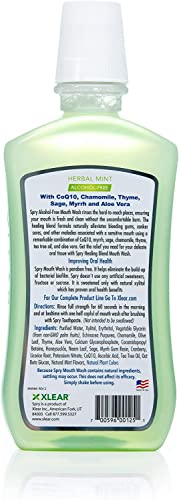 Spry Alcohol-Free Xylitol Mouthwash, Natural Herbal Mint, Healing Blend - 16 fl oz (Pack of 3)