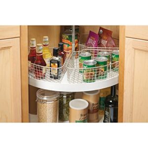 mDesign Wire Basket for Corner Cabinet Lazy Susan with Front Handle - Kitchen Cabinet, Shelf, and Pantry Corner Bin - 1/4 Wedge Metal Organizer for Lazy Susan - Concerto Collection - 4 Pack - Satin