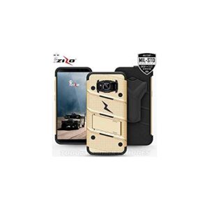 Samsung Galaxy S8 Plus Case, Zizo [Bolt Series] w/ [Galaxy S8 Plus Screen Protector] Kickstand [12 ft. Military Grade Drop Tested] Holster Clip - S8+ Gold/Black