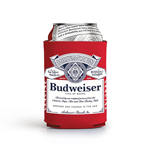 Budweiser 12oz Beer Can Cooler Holder Kaddy Coolie Huggie Bud Classic Bowtie Logo