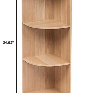 IRIS USA Small Spaces Wood, Bookshelf Storage Shelf, Bookcase, 3-Tier - Corner, Light Brown