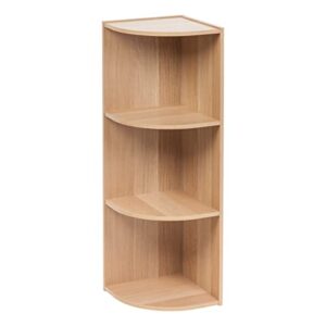 IRIS USA Small Spaces Wood, Bookshelf Storage Shelf, Bookcase, 3-Tier - Corner, Light Brown