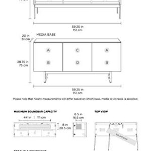 BDI Elements 8777 Triple Wide Cabinet, Wheat Doors, Media Base, Charcoal